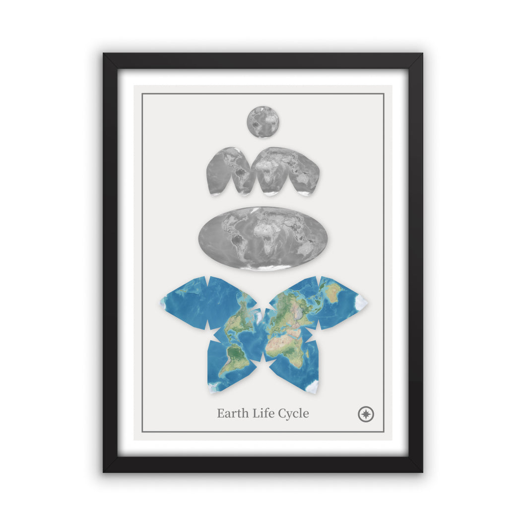 Earth Life Cycle Map Print | Windrose Maps