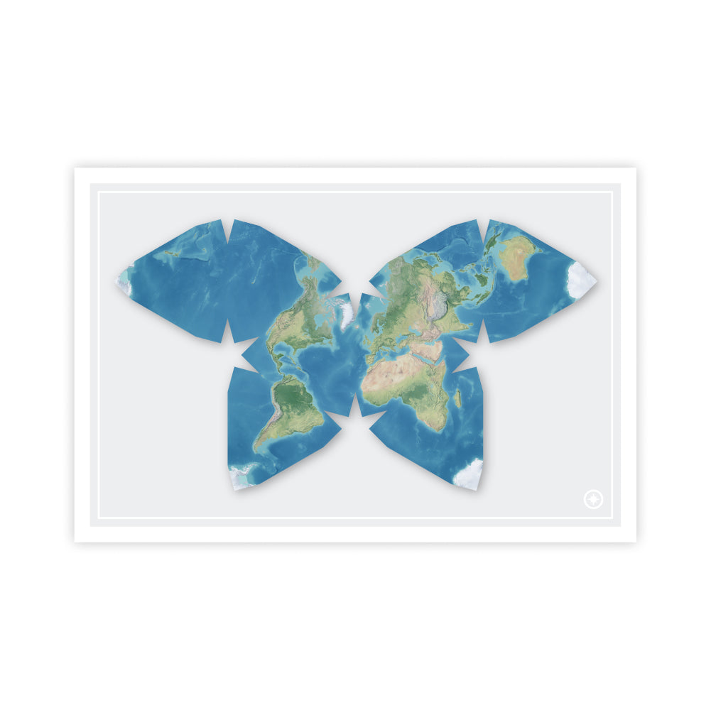 Butterfly Projection World Map | Windrose Maps