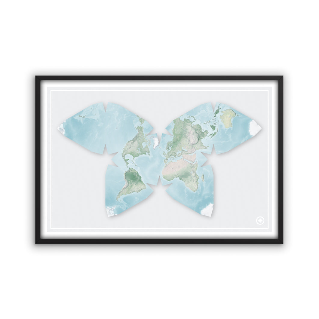 Butterfly Projection World Map | Windrose Maps